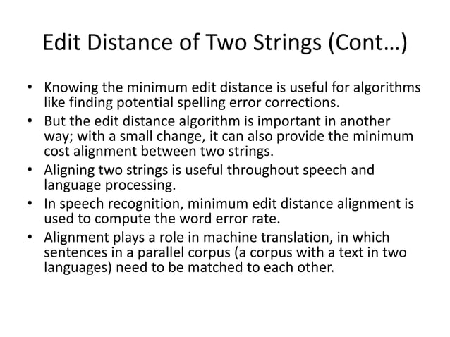 NLP_KASHK:Minimum Edit Distance | PPTX | Programming Languages | Computing