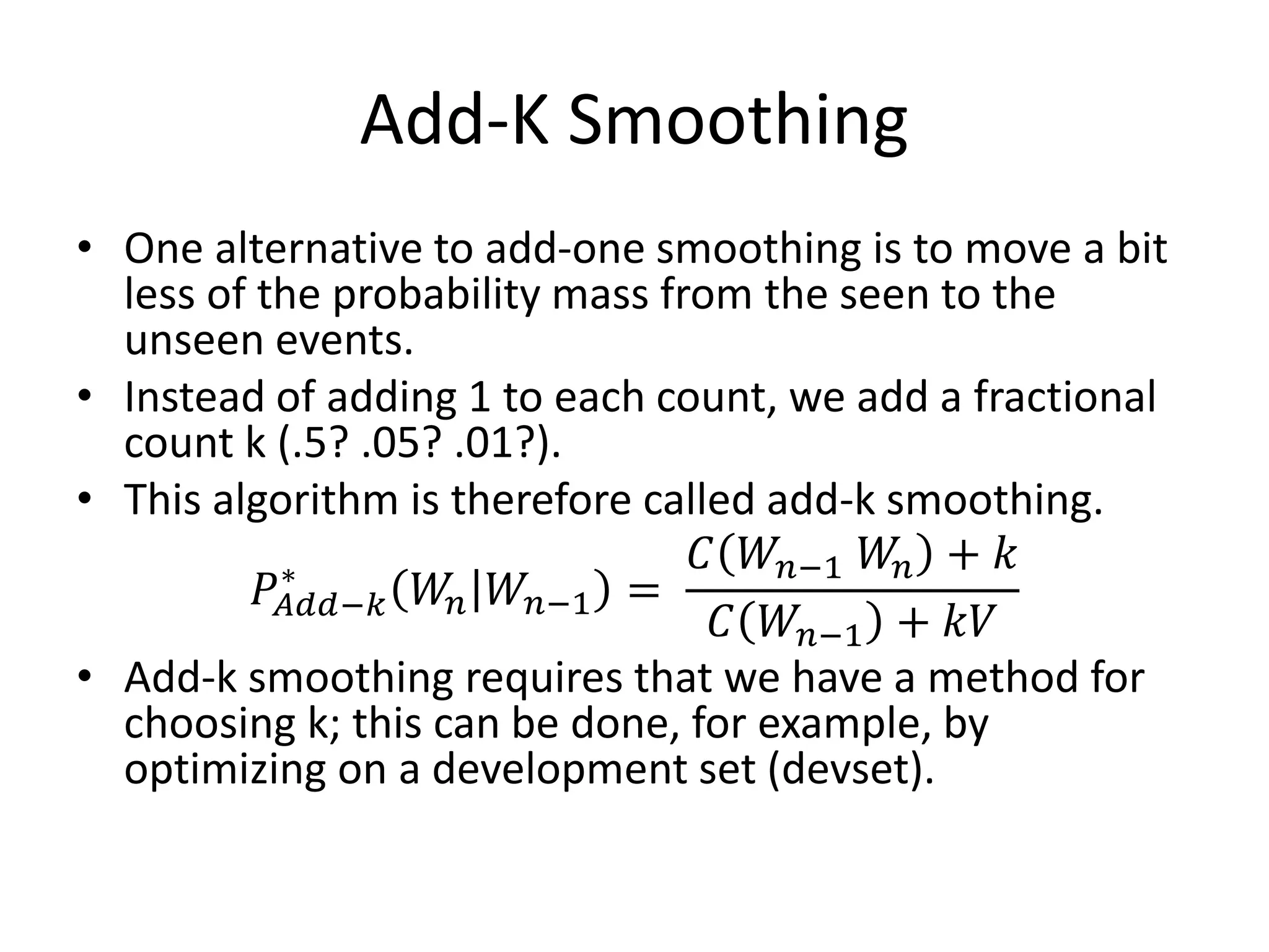 NLP_KASHK:Smoothing N-gram Models | PPTX