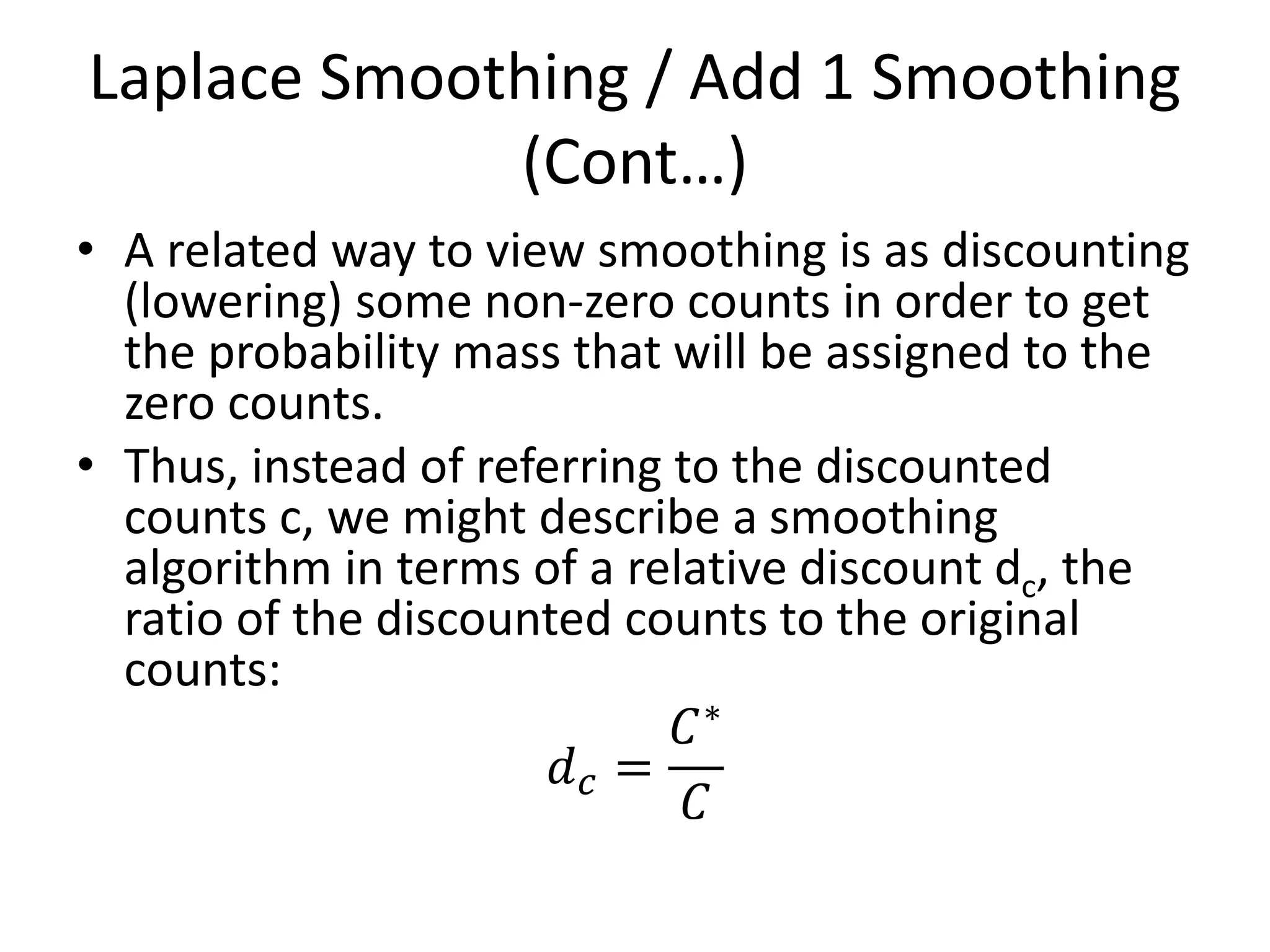 NLP_KASHK:Smoothing N-gram Models | PPTX