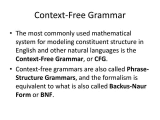 NLP_KASHK:Context-Free Grammar for English | PPTX