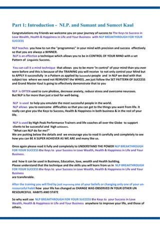 Nlp breakthrough india | PDF