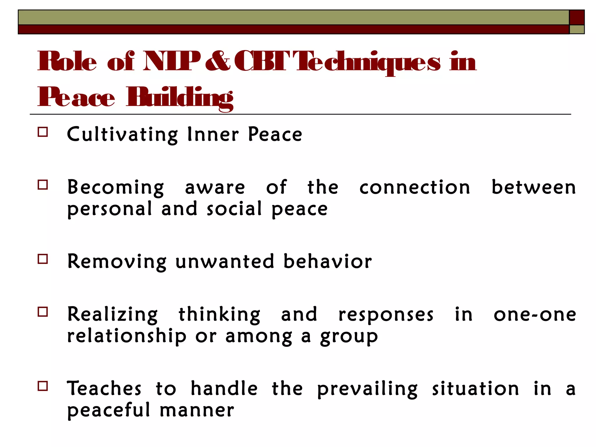 NLP and CBT in Peace Building | PPT