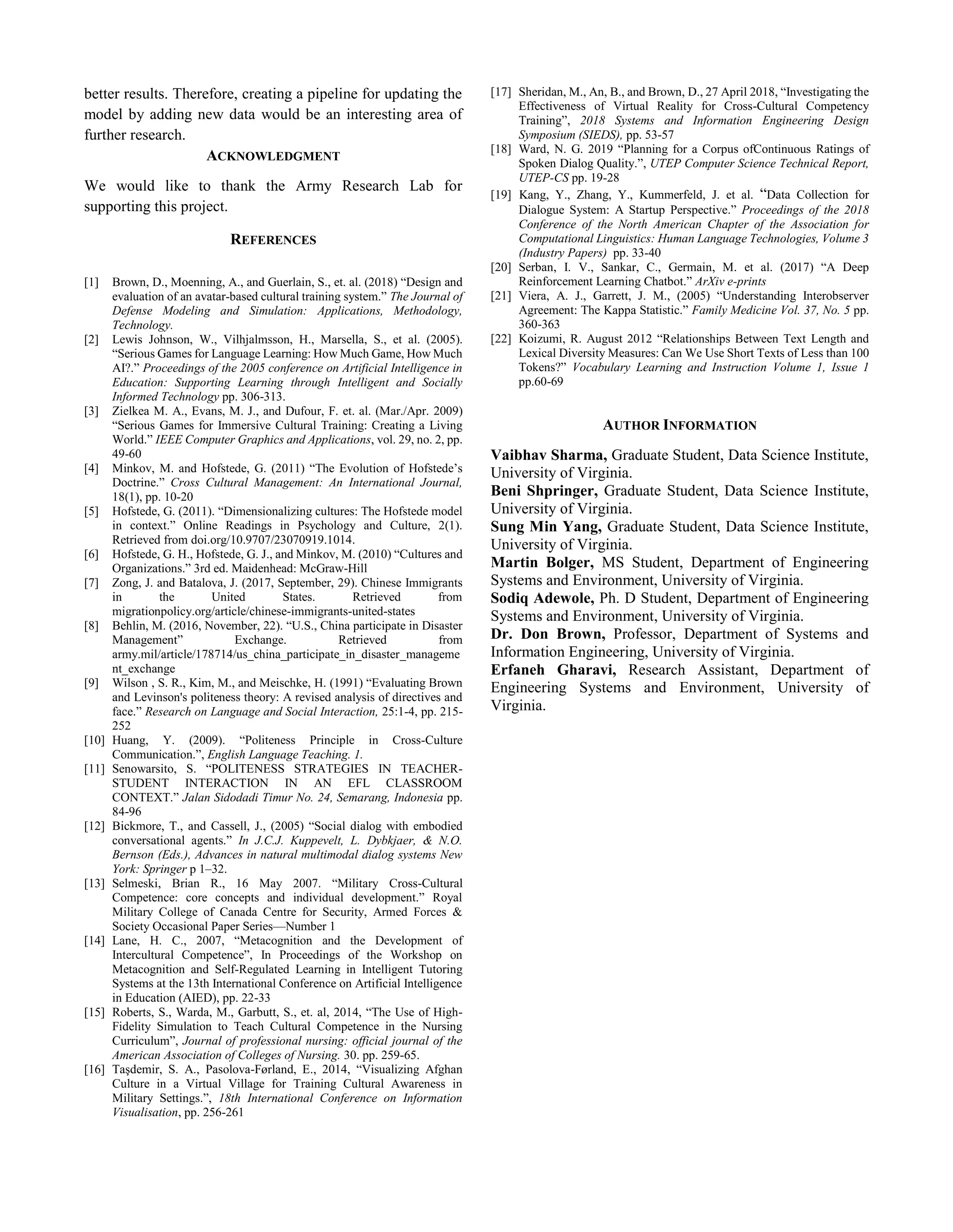 Data Collection Methods for Building a Free Response Training Simulation | PDF