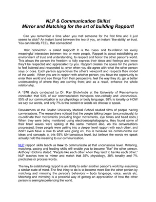 Nlp communication skills! | PDF