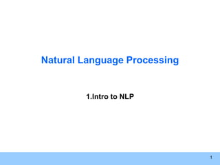 NLP Introduction.ppt machine learning presentation | PPT