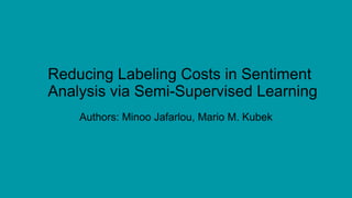 Reducing Labeling Costs in Sentiment Analysis via Semi-Supervised ...