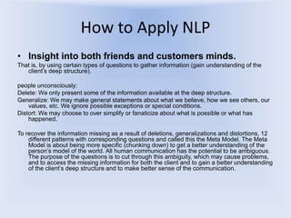 Nlp (neuro linguistic programming) | PPTX