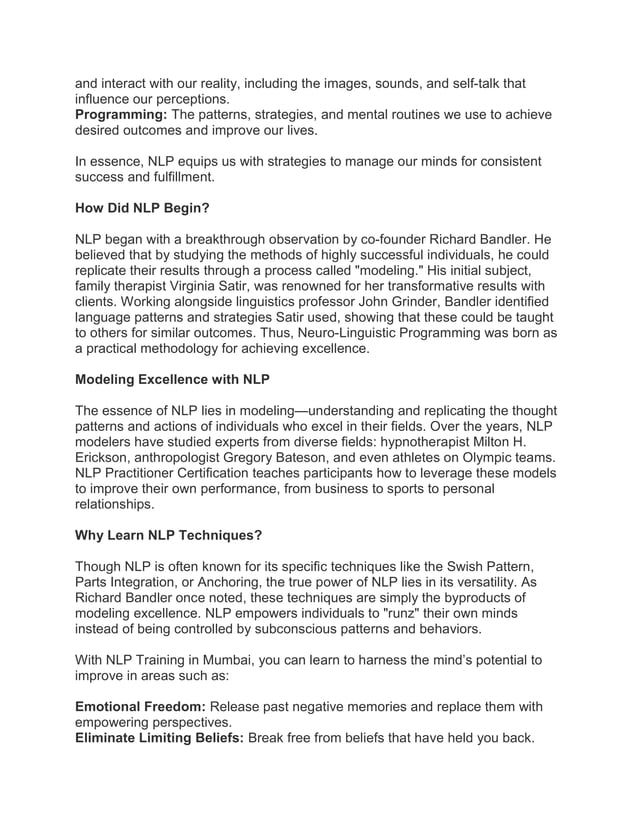 NLP Practitioner Course: Master the Tool | PDF