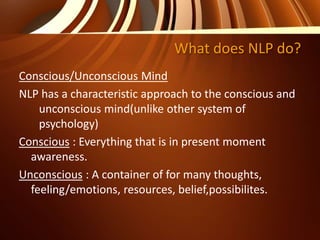 NLP ( neuro linguistic programming) | PPTX