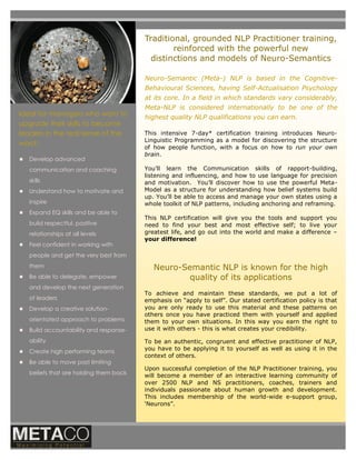 Meta-NLP Practitioner Brochure | PDF