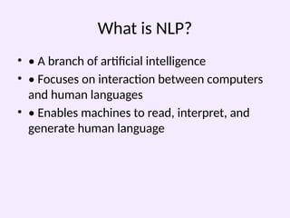 Natural Language Processing, Applications Of NLP | PPTX
