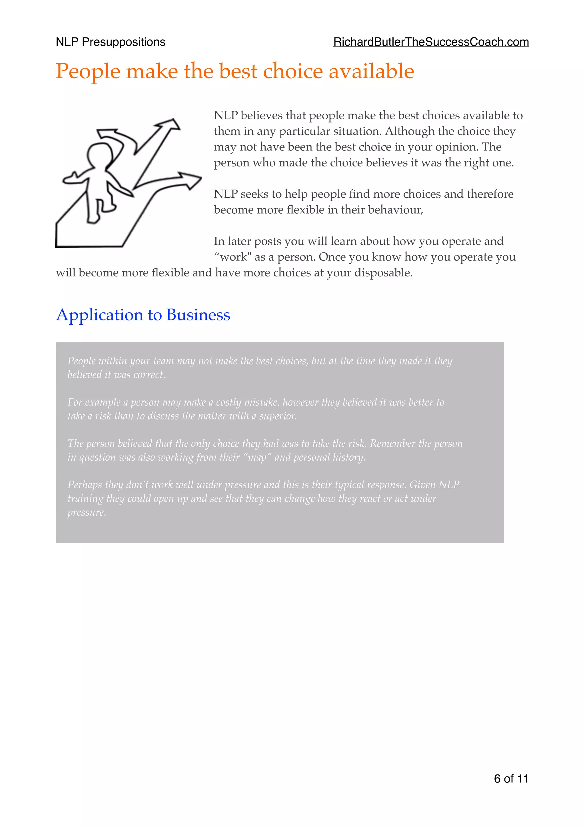 Lessons in NLP presuppositions explained | PDF