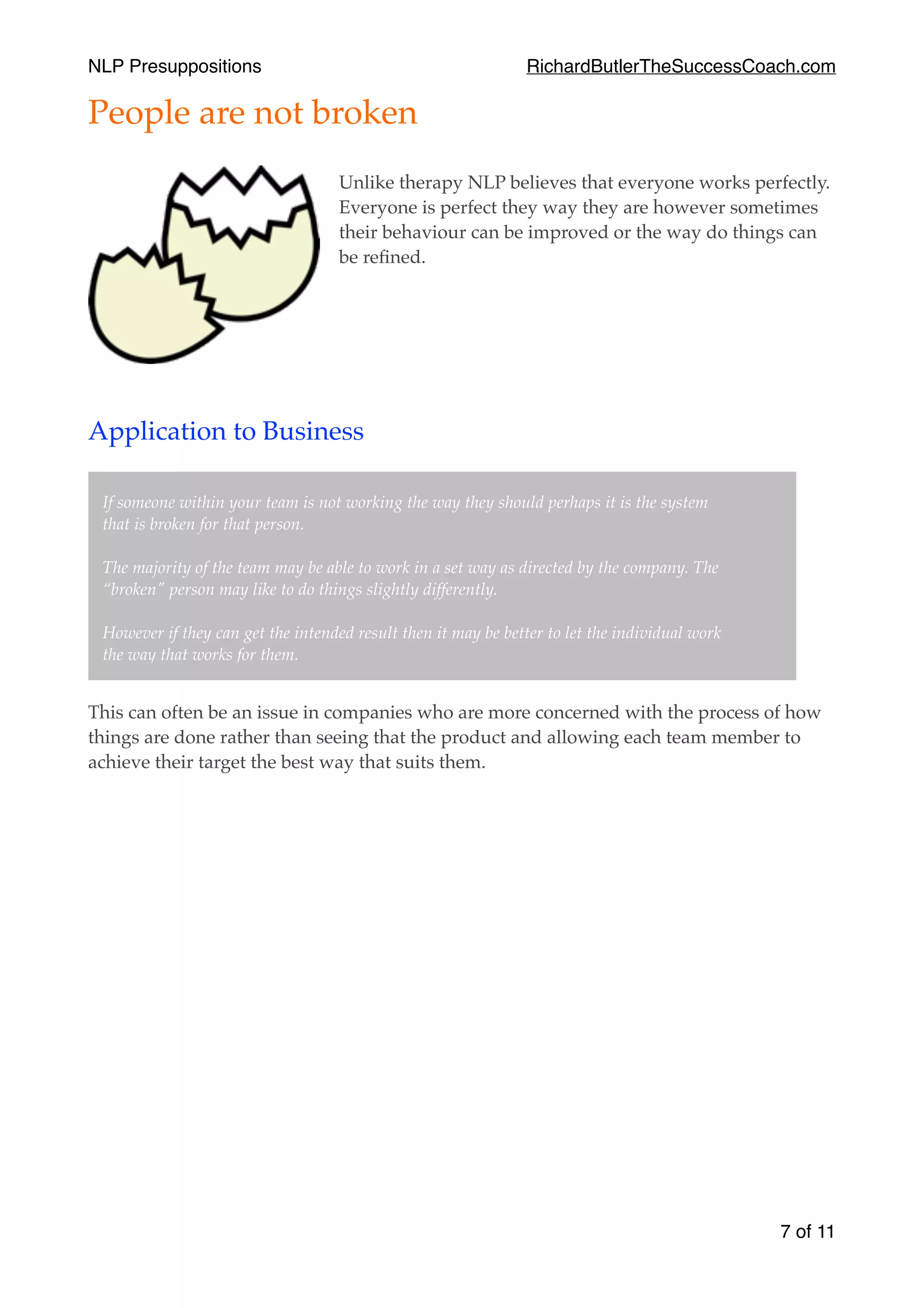 Lessons in NLP presuppositions explained | PDF