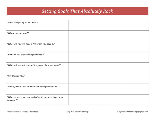 NLP Principles of Success & Fibromyalgia worksheet | PDF