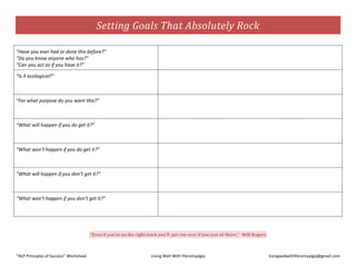 NLP Principles of Success & Fibromyalgia worksheet | PDF