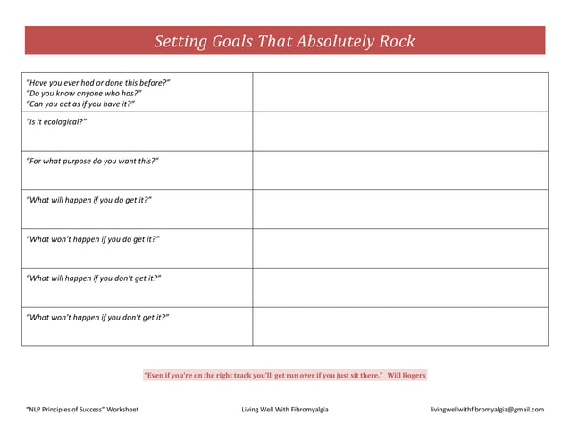 NLP Principles of Success & Fibromyalgia worksheet | PDF