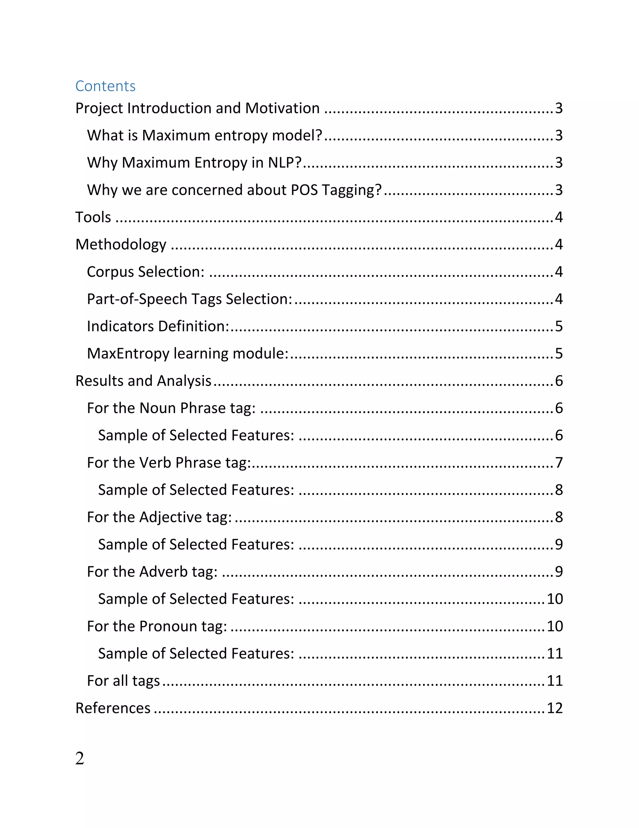 Word Tagging using Max Entropy Model and Feature selection | PDF