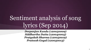 Sentiment analysis of song lyrics | PPTX