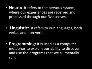 Neuro Linguistic Programming in Elt | PPT