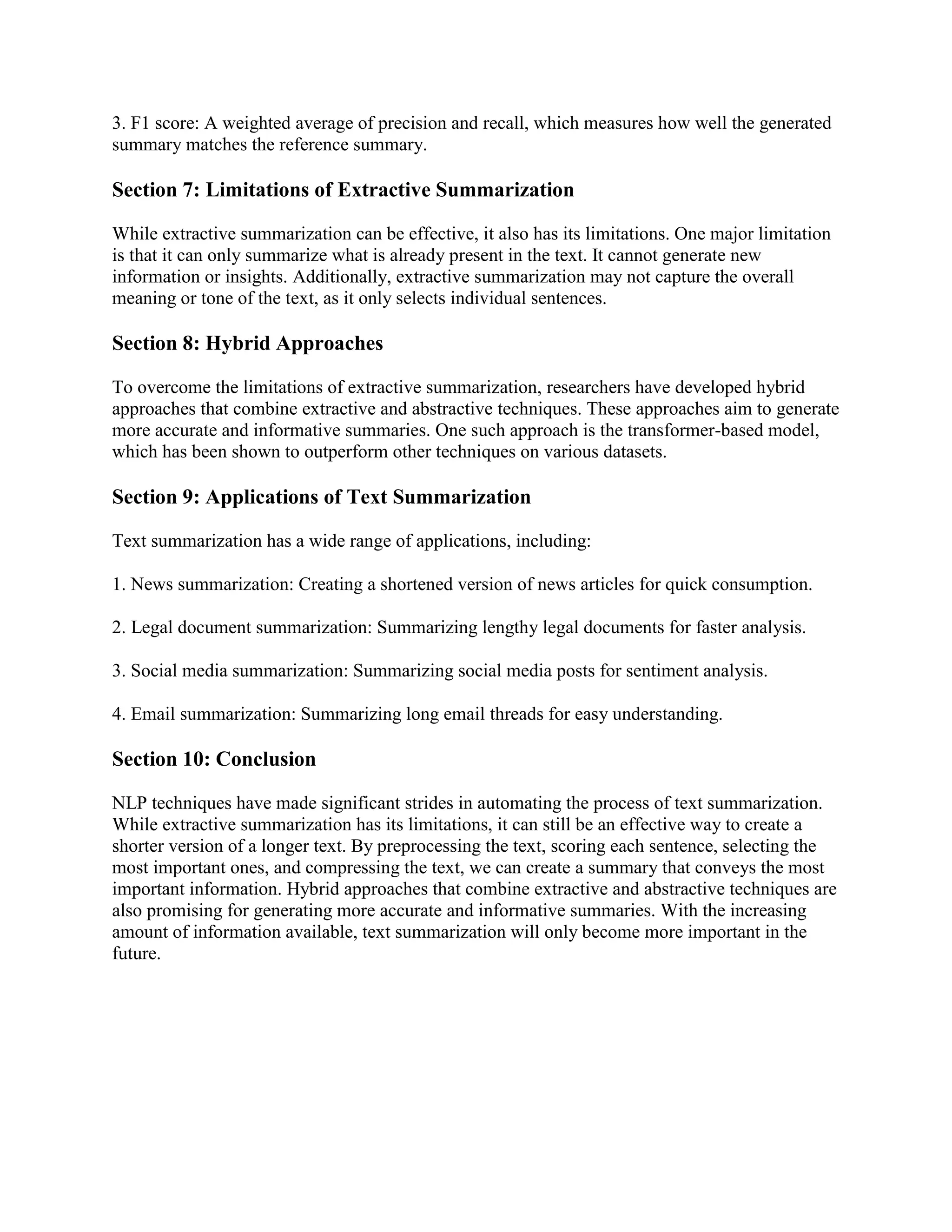 NLP Techniques for Text Summarization.docx | Databases | Computer Software and Applications
