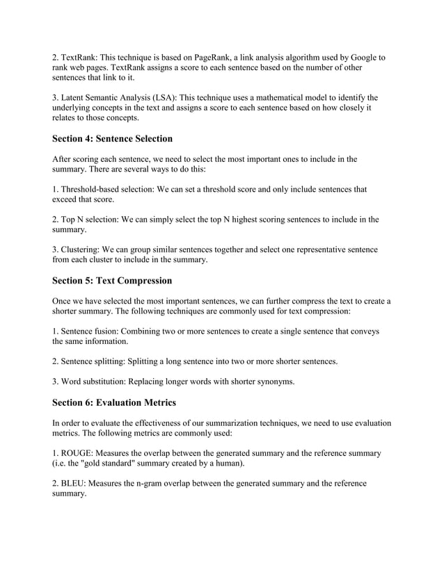 NLP Techniques for Text Summarization.docx | Databases | Computer Software and Applications