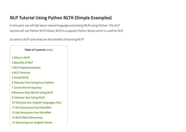 Nlp Tutorial Using Python Nltk Simple Examples Ppt