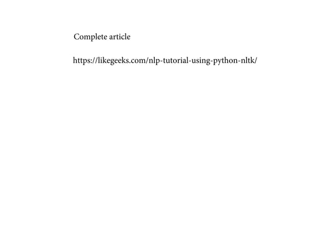 Nlp tutorial using python nltk (simple examples) | PDF
