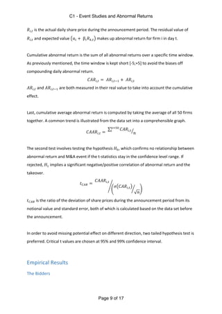 Event Studies and Abnormal Returns | PDF