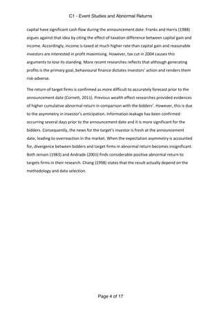 Event Studies and Abnormal Returns | PDF