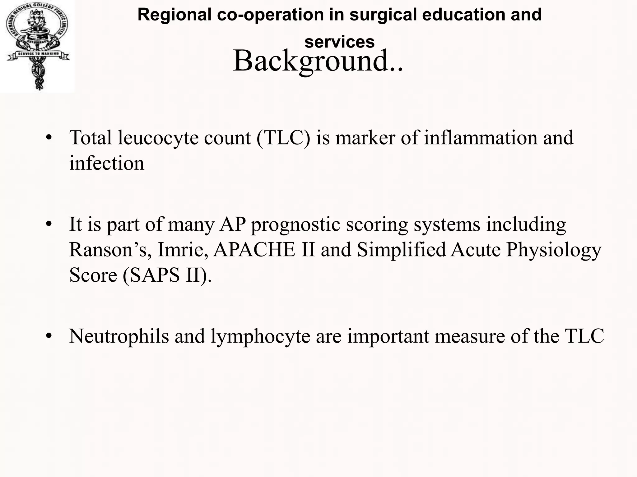 NLR and Severe Pancreatitis | PPTX