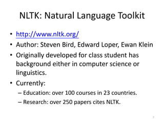 Nltk natural language toolkit overview and application @ PyHug | PPT