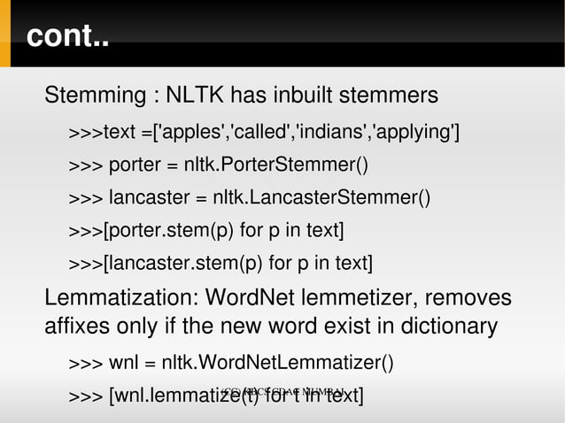 Natural Language Toolkit (NLTK), Basics