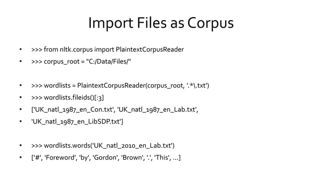 NLTK | PPTX | Programming Languages | Computing