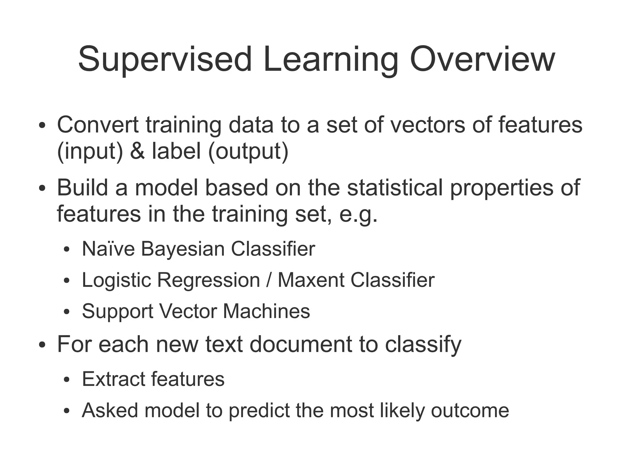 Statistical Learning and Text Classification with NLTK and scikit-learn | PPT