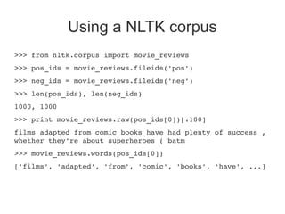 Statistical Learning and Text Classification with NLTK and scikit-learn | PPT