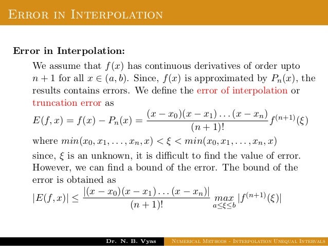 Interpolation with unequal interval