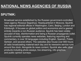 National and international News agencies | PPTX