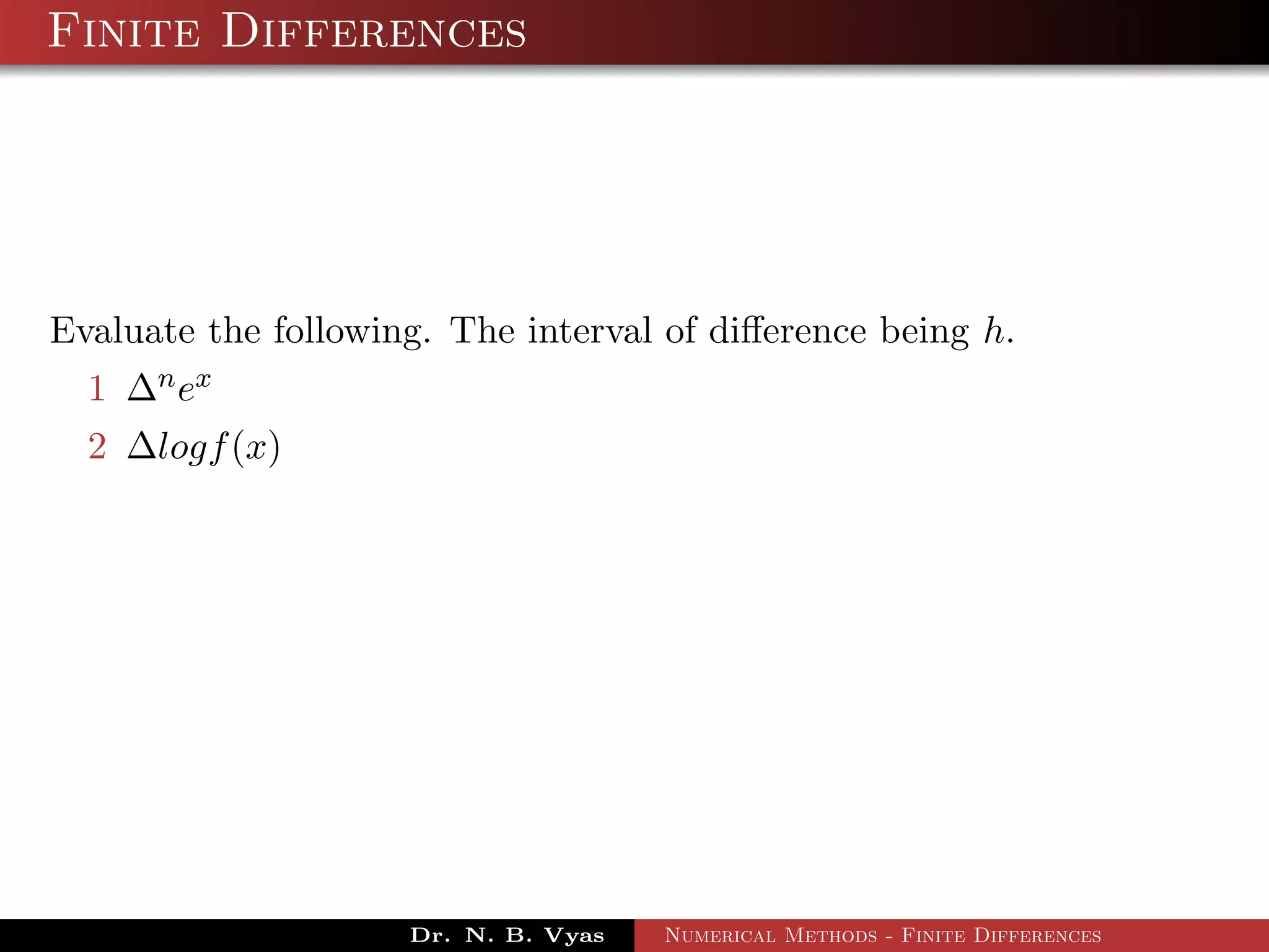 Interpolation with Finite differences | PPT