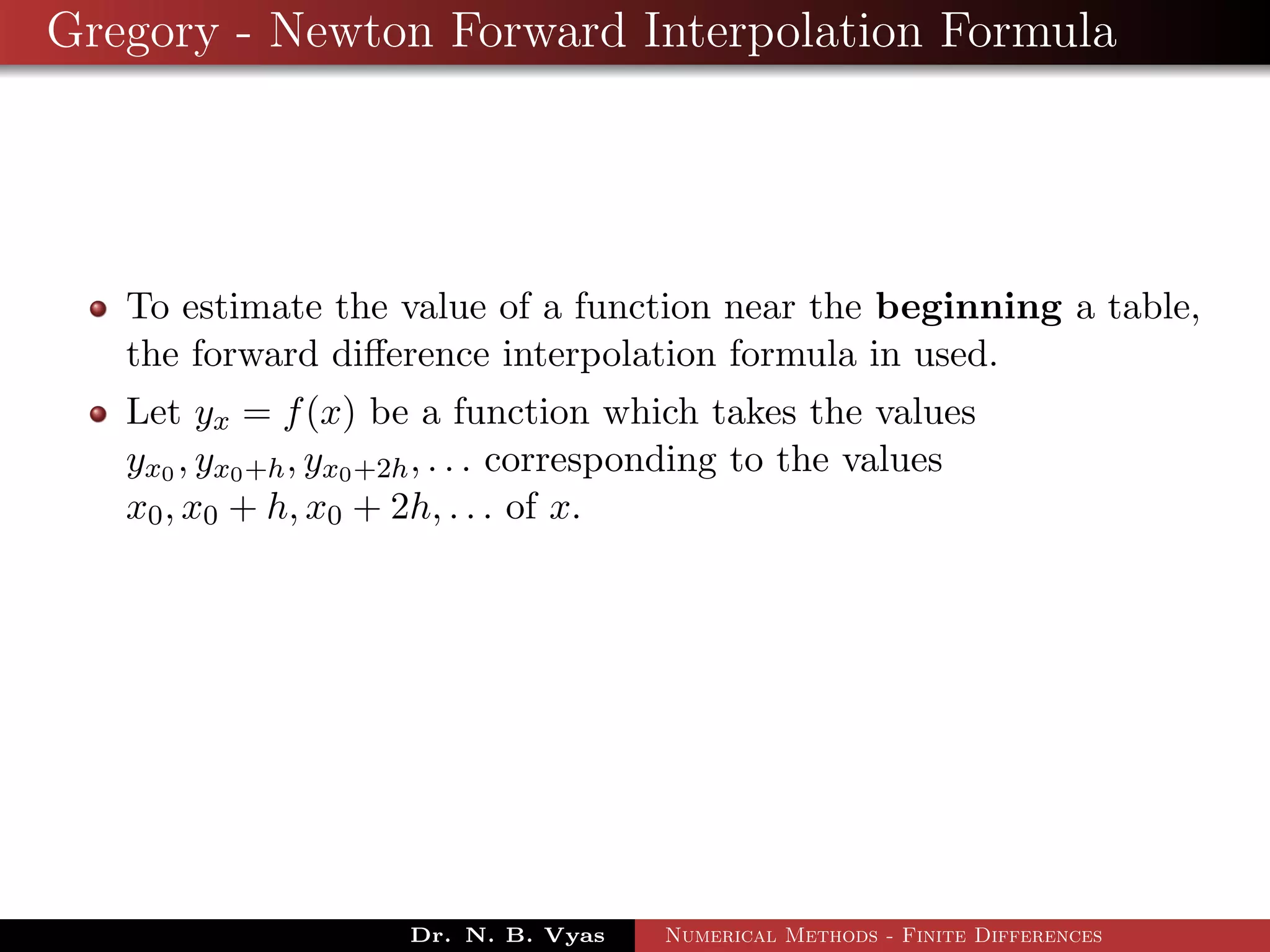 Interpolation with Finite differences | PDF