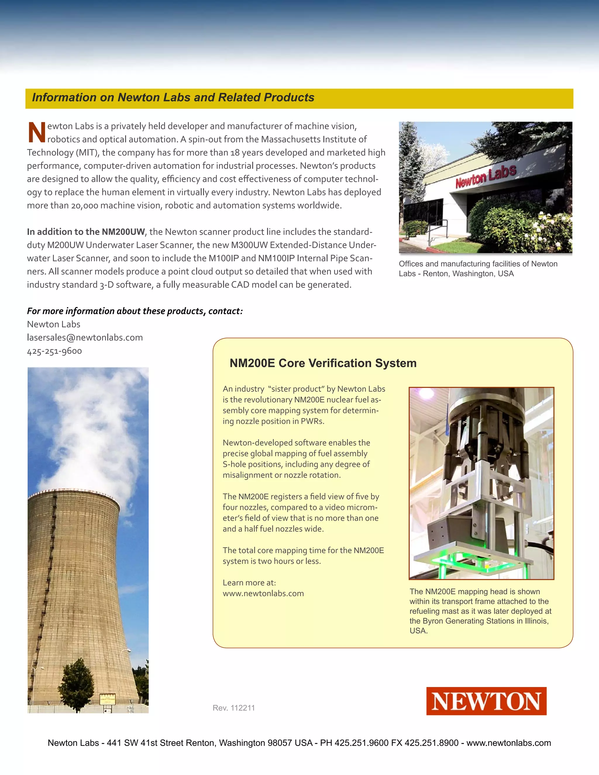 NM200UW Nuclear Underwater Laser Scanner | PDF