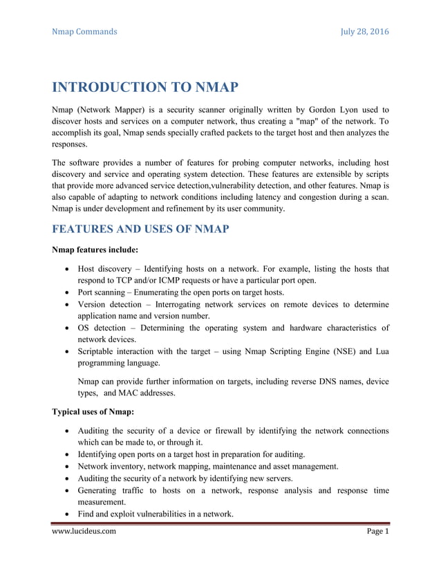 Nmap commands | PDF