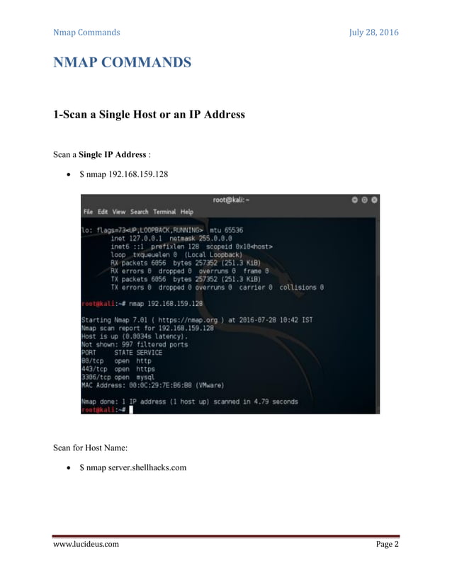 Nmap commands | PDF