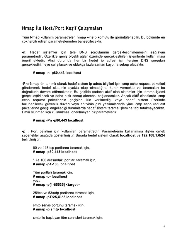 Nmap kullanimi | PDF
