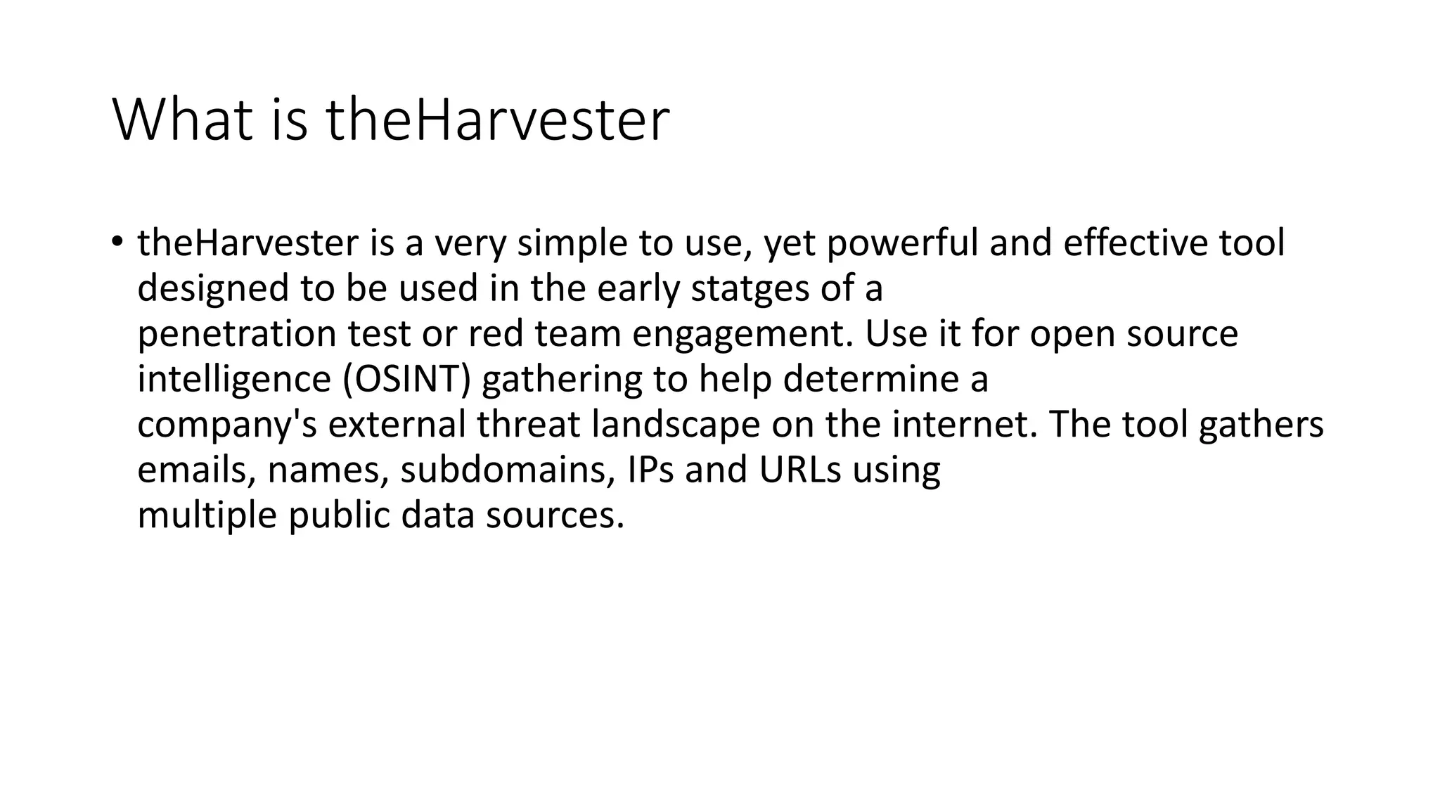 Nmapper theHarvester OSINT Tool explanation | PPTX