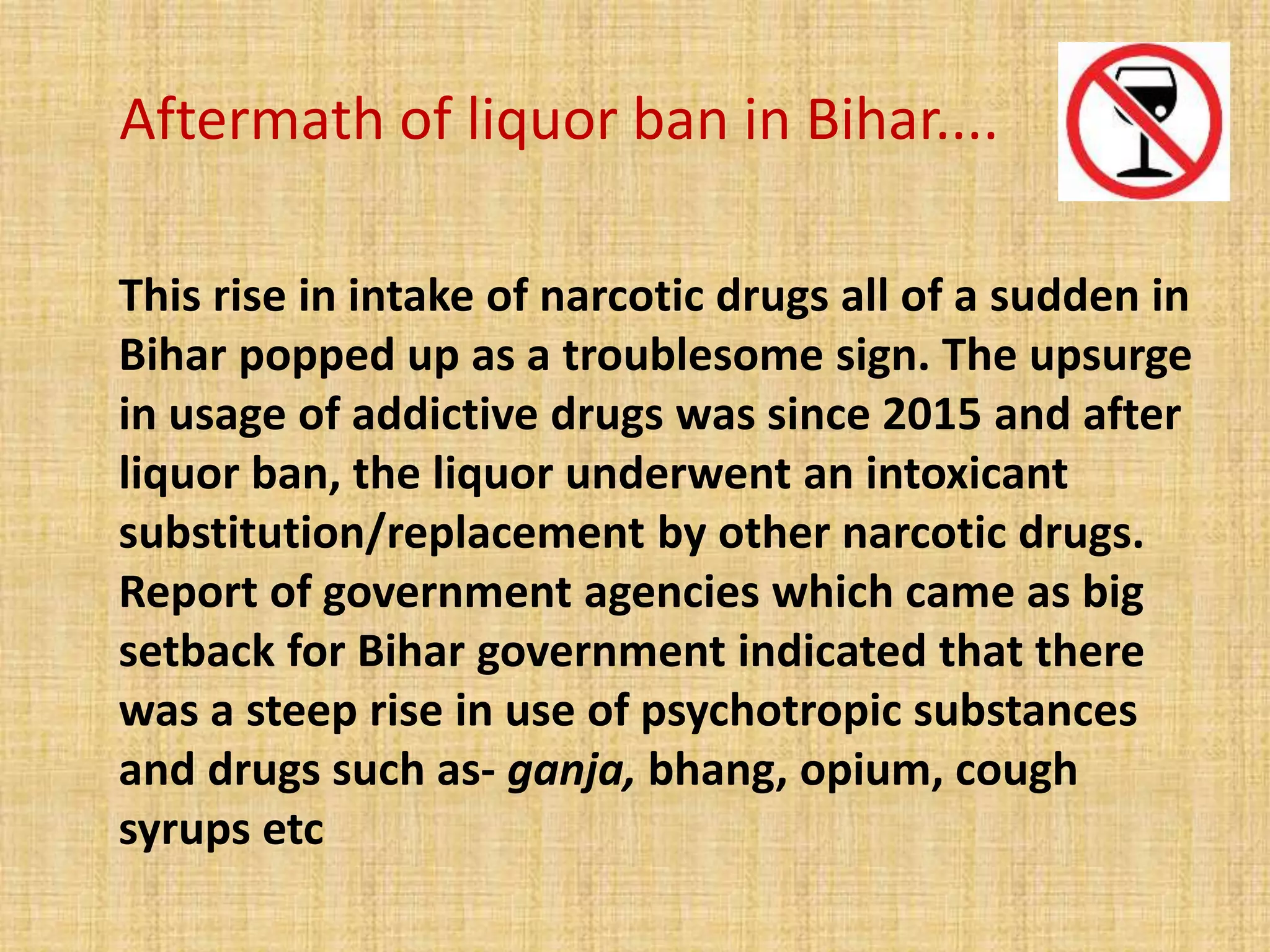 The Prevalence Of Drug Abuse in Bihar (Nasha Mukt Bharat Abhiyan) | PPTX
