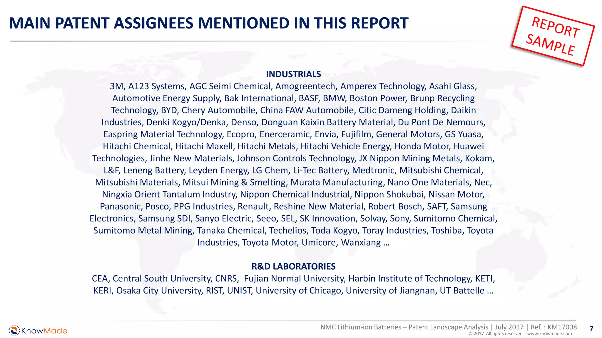 NMC Lithium-Ion Batteries Patent Landscape SAMPLE | PDF