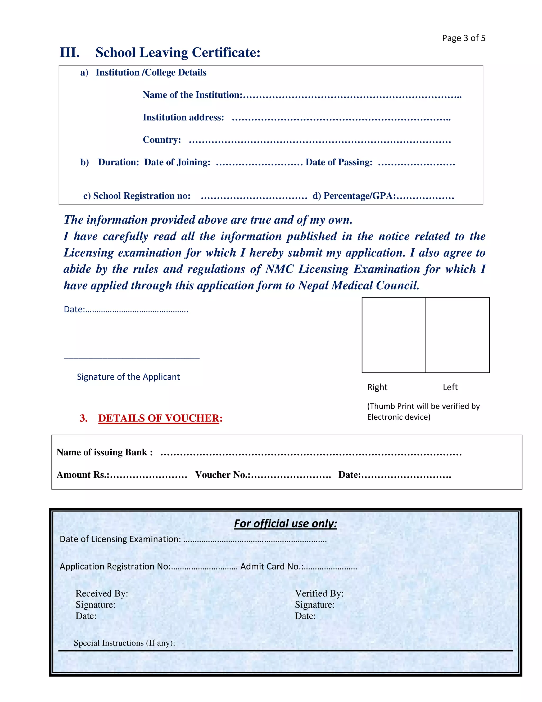 Nmc licence examination form | PDF