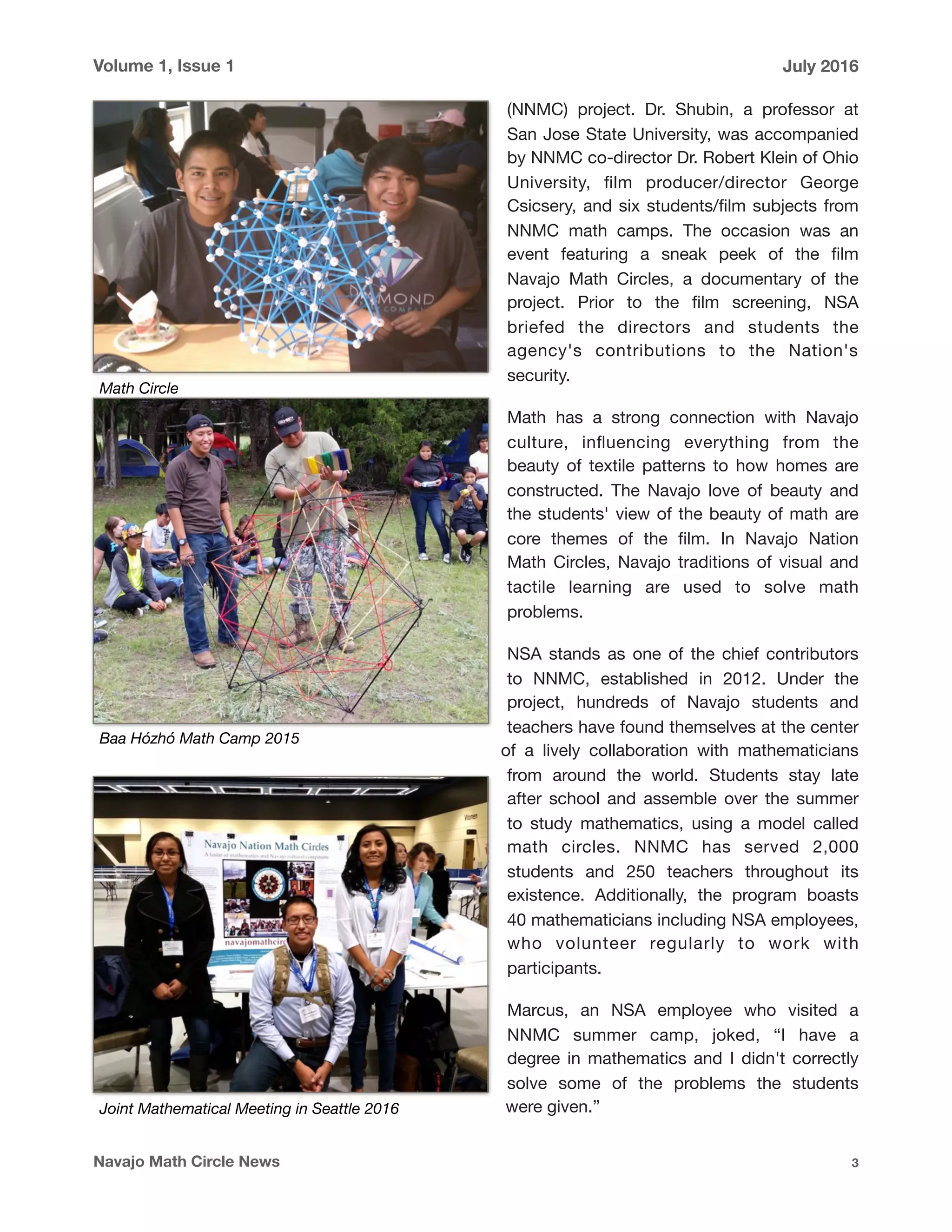 Navajo Nation Math Circle News, issue 1 | PDF
