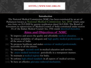 National medical commission ppt with MCQs by dr MB singh | PPTX