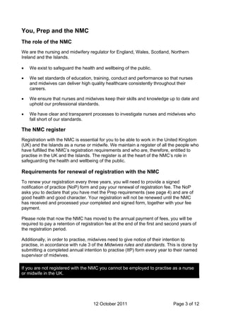 NMC handbook on Prep Requirements | PDF